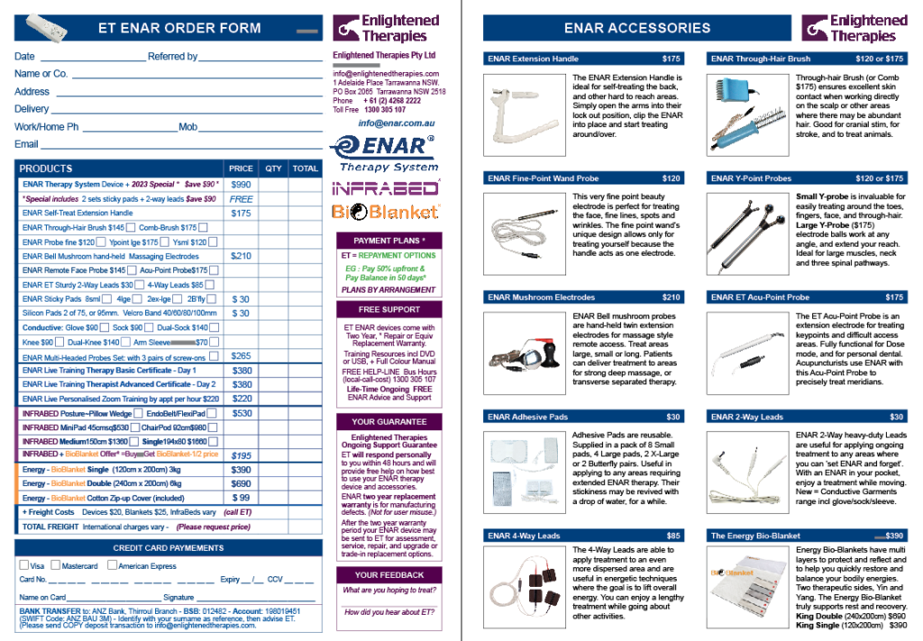NEW 2023 ET ENAR Price Accessories List - ENAR Device & ENAR Therapy